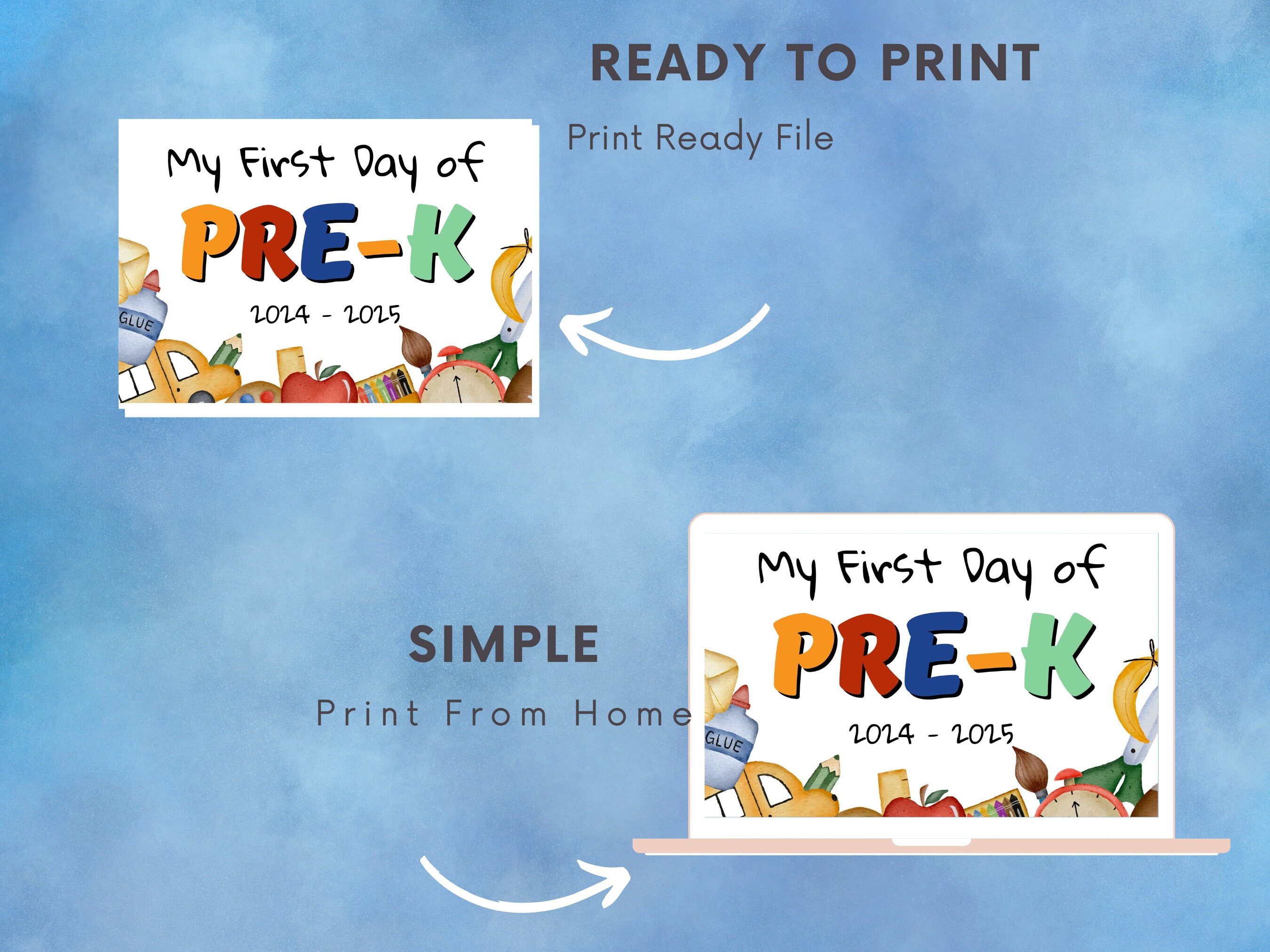 My First Day of Pre-k Printable Sign, Back to School Sign, 2024-2025 ...