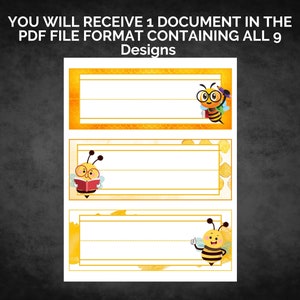 Bee Theme Name Tag Designs, Bee Classroom Decor, Desk Name Tags ...