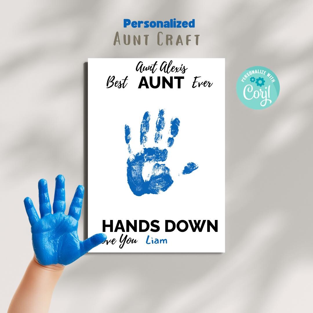 Aunt Handprint Art, DIY Aunt Gift Nephew or Niece, Personalized Auntie ...