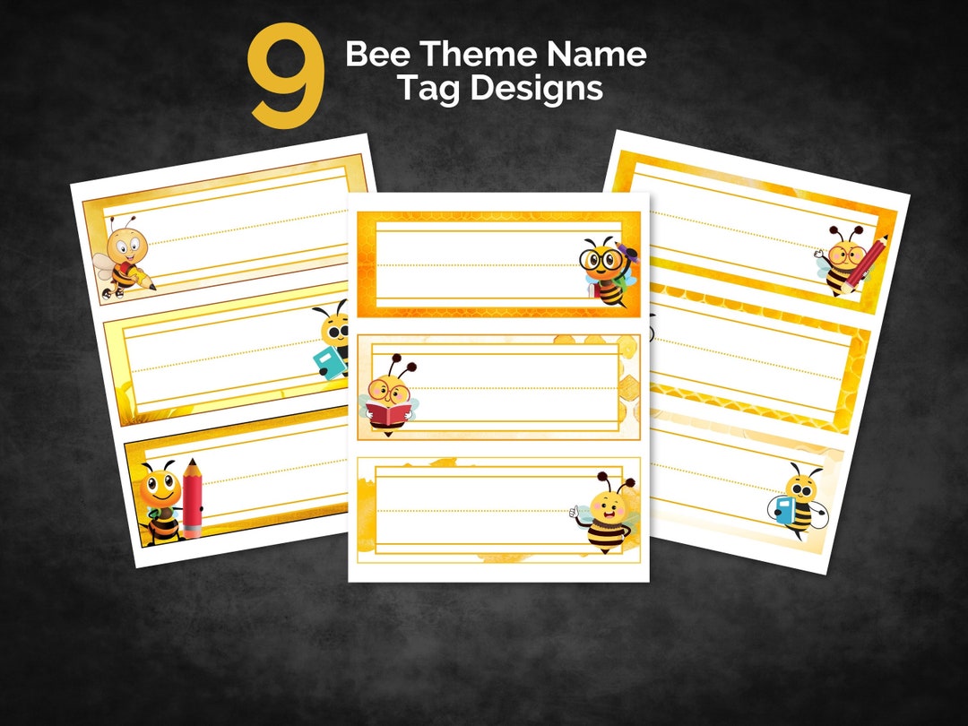Bee Theme Name Tag Designs, Bee Classroom Decor, Desk Name Tags ...