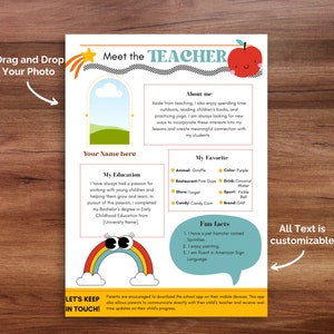 Meet the Teacher Canva Template, Retro Theme Teacher Introduction Flyer ...