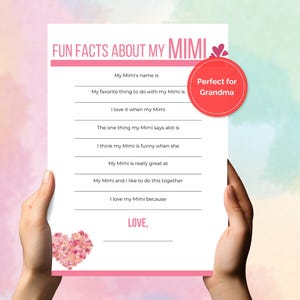 All About My Mimi Printable, Perfect for Grandma Gift, Interactive Kids ...