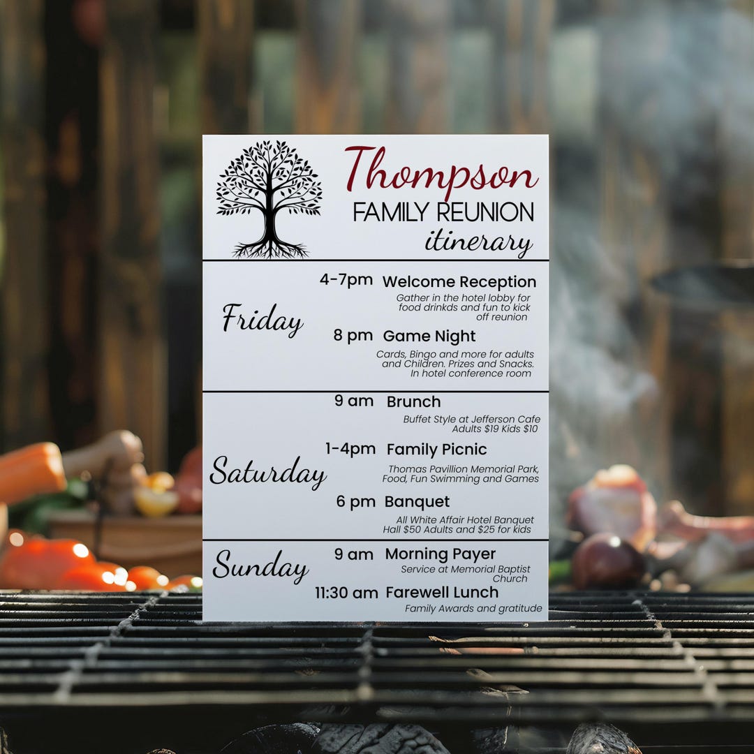 Family Reunion Itinerary Template , Flyer Digital, Editable Reunion ...