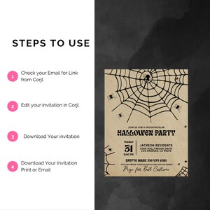 Halloween Party Invitation, Spooky Spider Halloween Potluck Invite ...