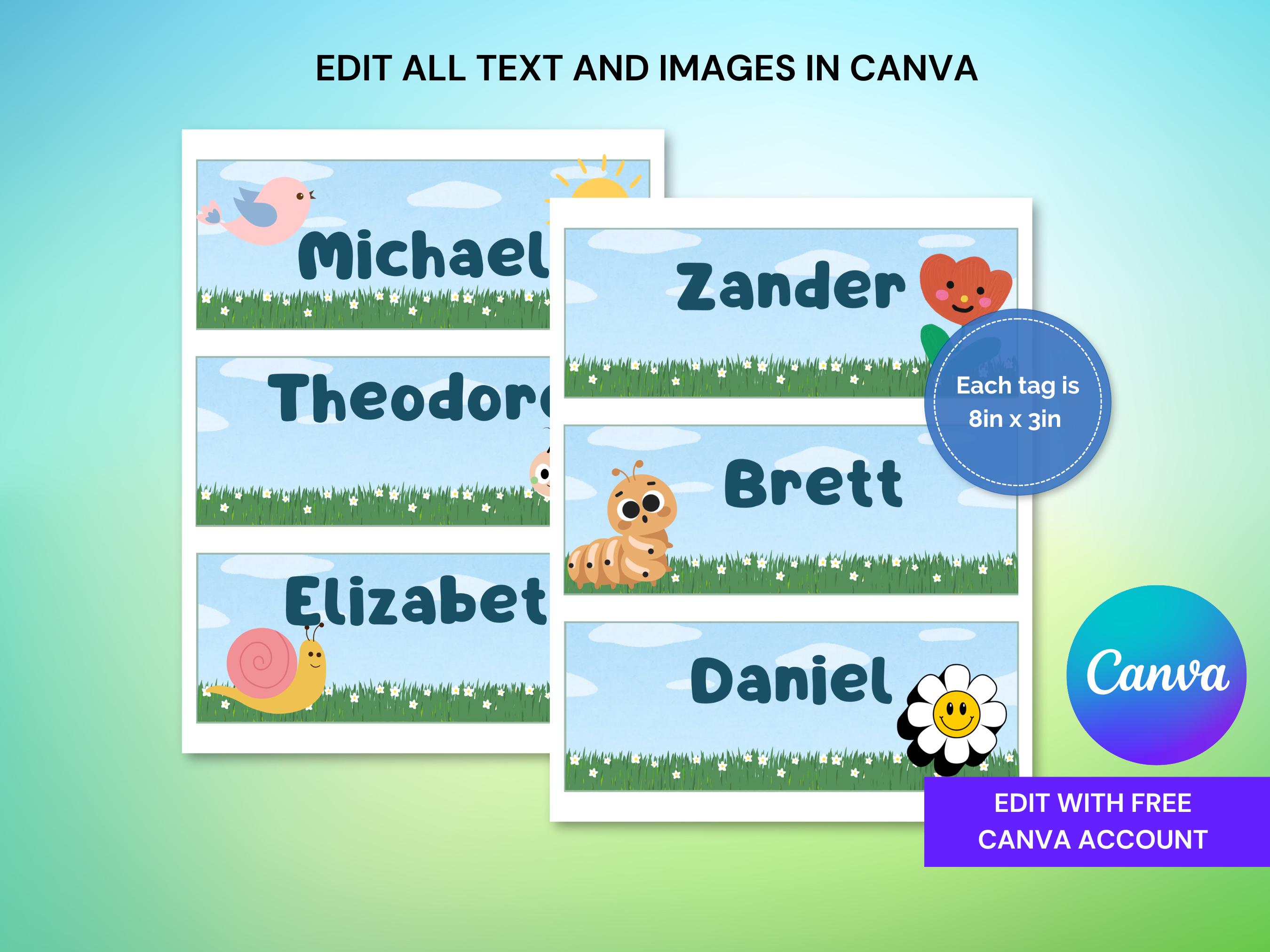 Editable Spring Name Tag Template for Classroom Daycare Preschool ...