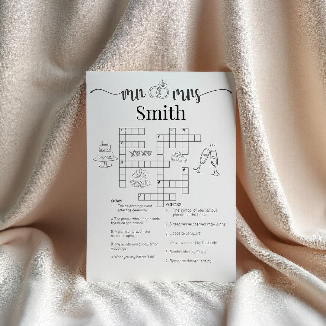Wedding Crossword Template, Sip & Solve, Digital, Custom Mr and Mrs ...