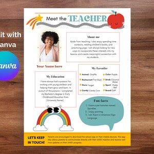 Meet the Teacher Canva Template, Retro Theme Teacher Introduction Flyer ...