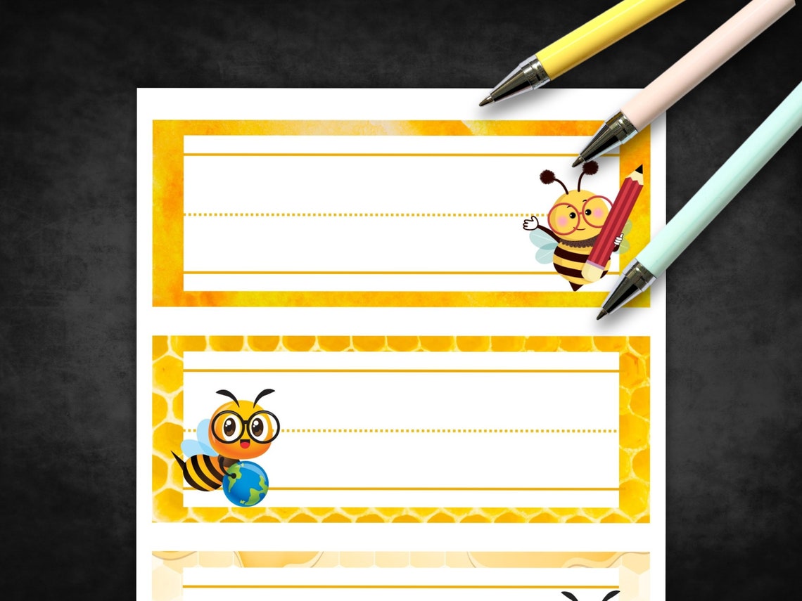 Bee Theme Name Tag Designs, Bee Classroom Decor, Desk Name Tags ...
