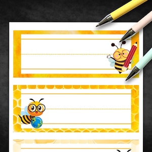 Bee Theme Name Tag Designs, Bee Classroom Decor, Desk Name Tags ...