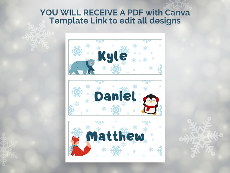 Editable Winter Name Tag Template for Desks Cubbies in Preschool ...