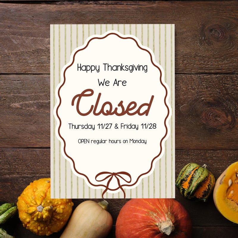 Thanksgiving Store Hours Sign - Etsy
