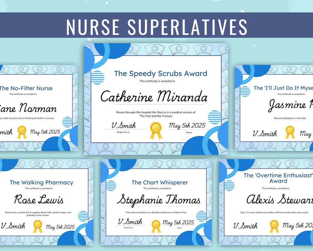 Nurse Superlatives Certificates, Fun Nurse Appreciation Awards ...