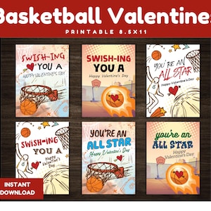 Basketball Valentines Printable, Classroom Valentine Cards, Happy ...