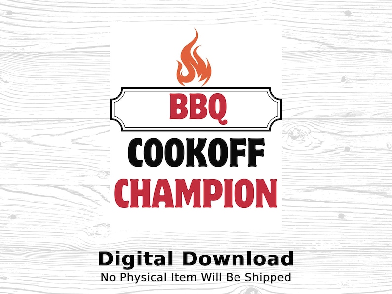 BBQ Cookoff Champion Print, Digital BBQ Competition Art, BBQ Award ...
