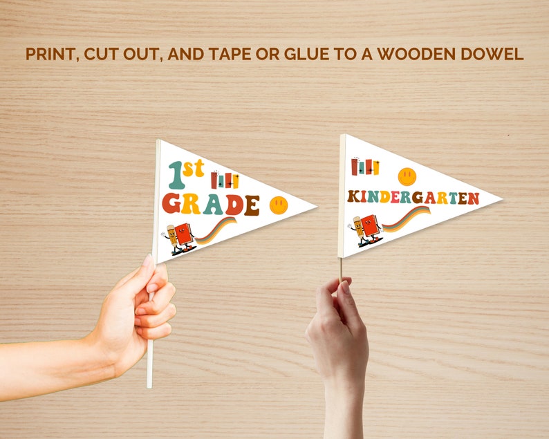 Back to School Printable Pennant Flags, Elementary School Grades ...