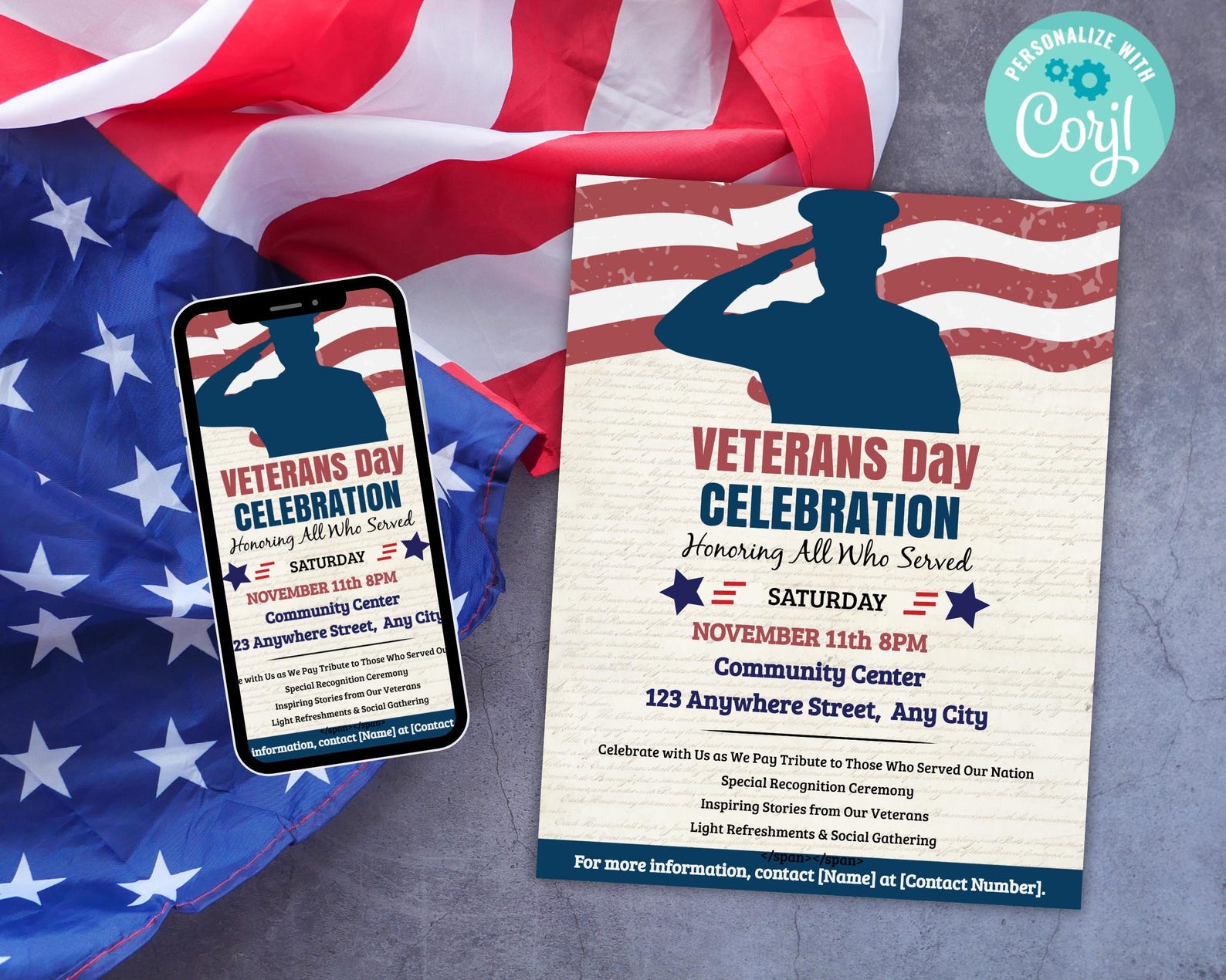 Veterans Day Flyer for School, PTA, PTO, Church or Nursing Home ...