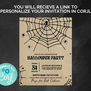Halloween Party Invitation, Spooky Spider Halloween Potluck Invite ...