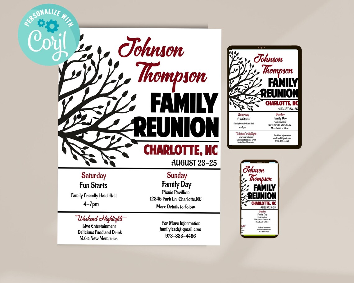Family Reunion Invitation Template, Editable Family Reunion Flyer ...