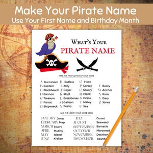 Pirate Name Generator Game ,pool Parties, Summer Activity, Party Game ...