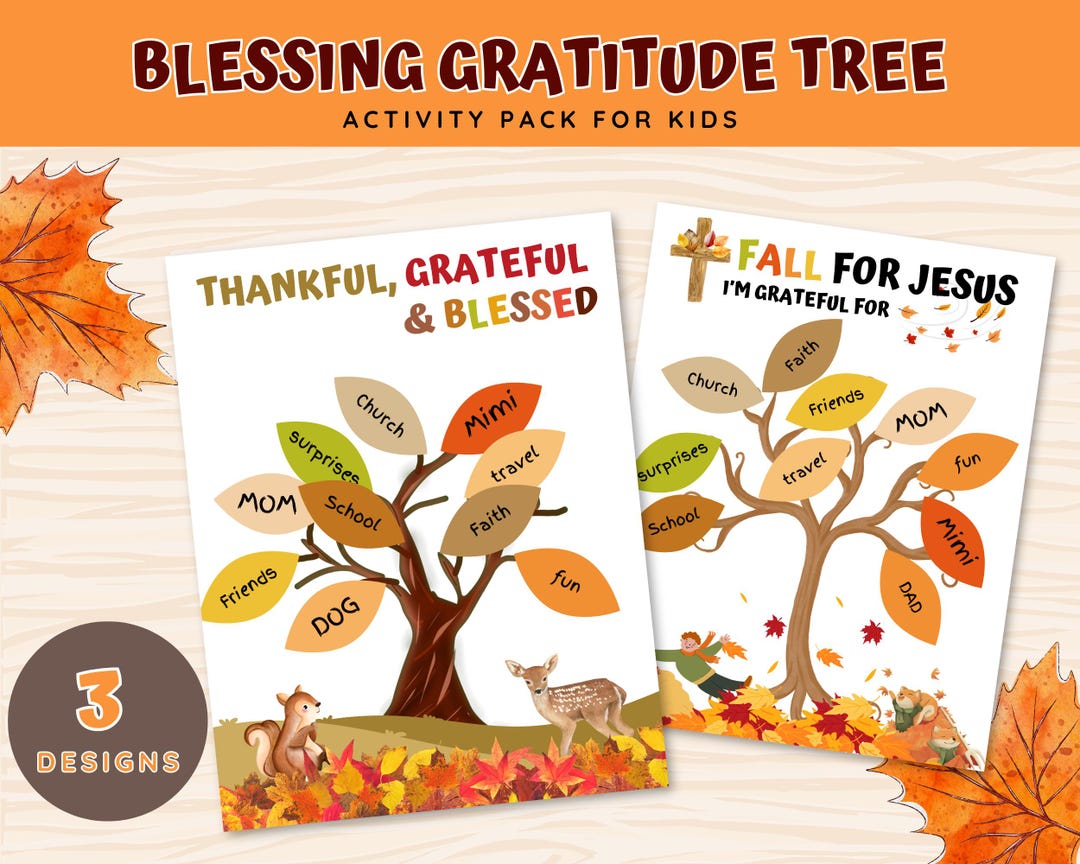Thankful Tree Blessing Gratitude Tree Activity Pack for Kids, Thankful ...