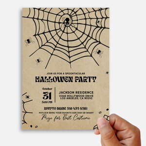 Halloween Party Invitation, Spooky Spider Halloween Potluck Invite ...