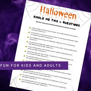 Halloween Riddles Printable Instant Download, Office School Party Game ...