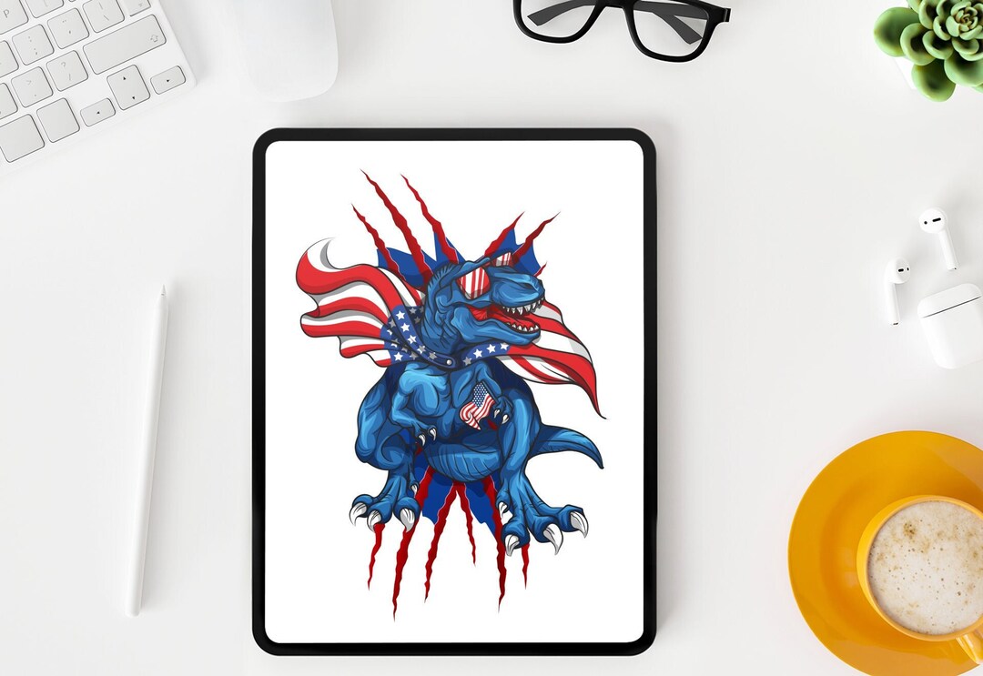 Patriotic Dinosaur PNG T-rex Flags Red White Blue Sublimation PNG - Etsy