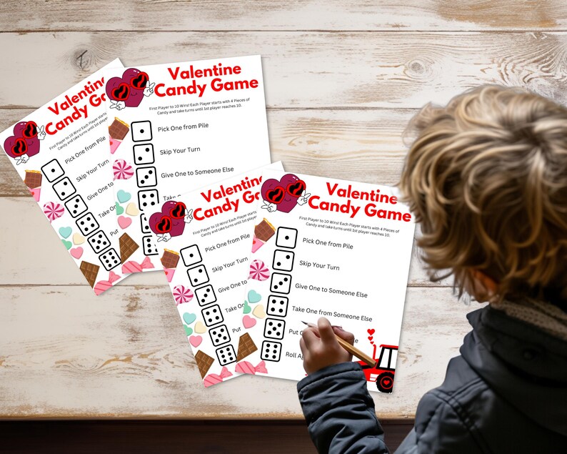 Valentine Dice Game for Kids, Printable Valentine Candy Game, Fun Party ...