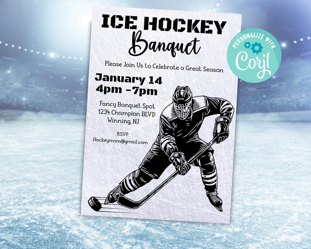 Hockey Banquet Invitation Digital Download, Sports Invitation,ice ...
