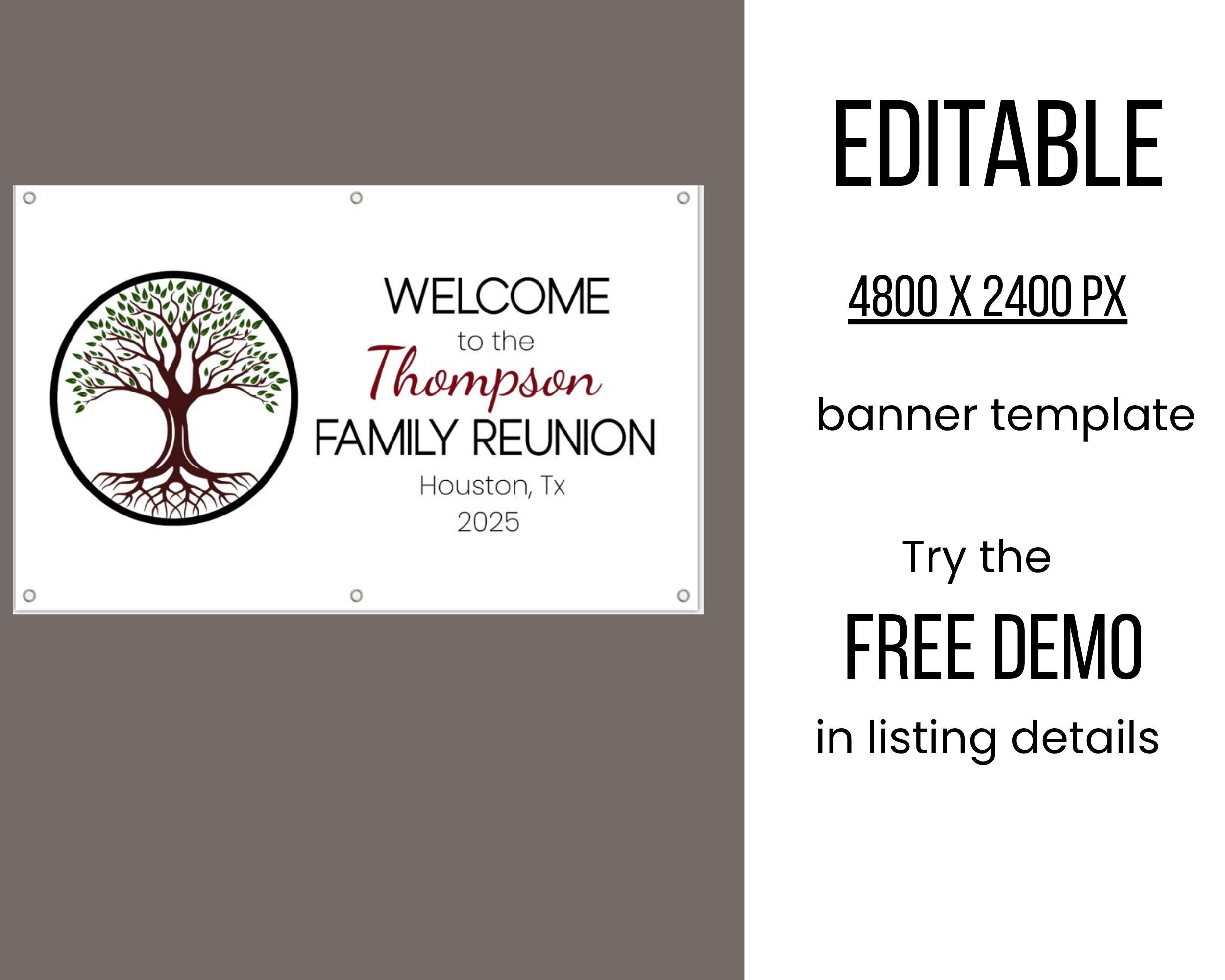 Family Reunion Banner Template Digital, Customizable Welcome Sign, Tree ...