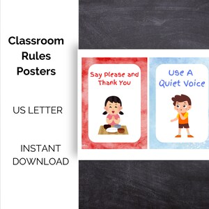 10 Classroom Rules Posters, Preschool and Daycare Decor, Printable Wall ...