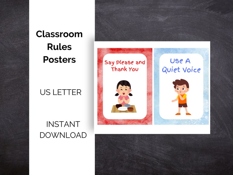 10 Classroom Rules Posters, Preschool and Daycare Decor, Printable Wall ...