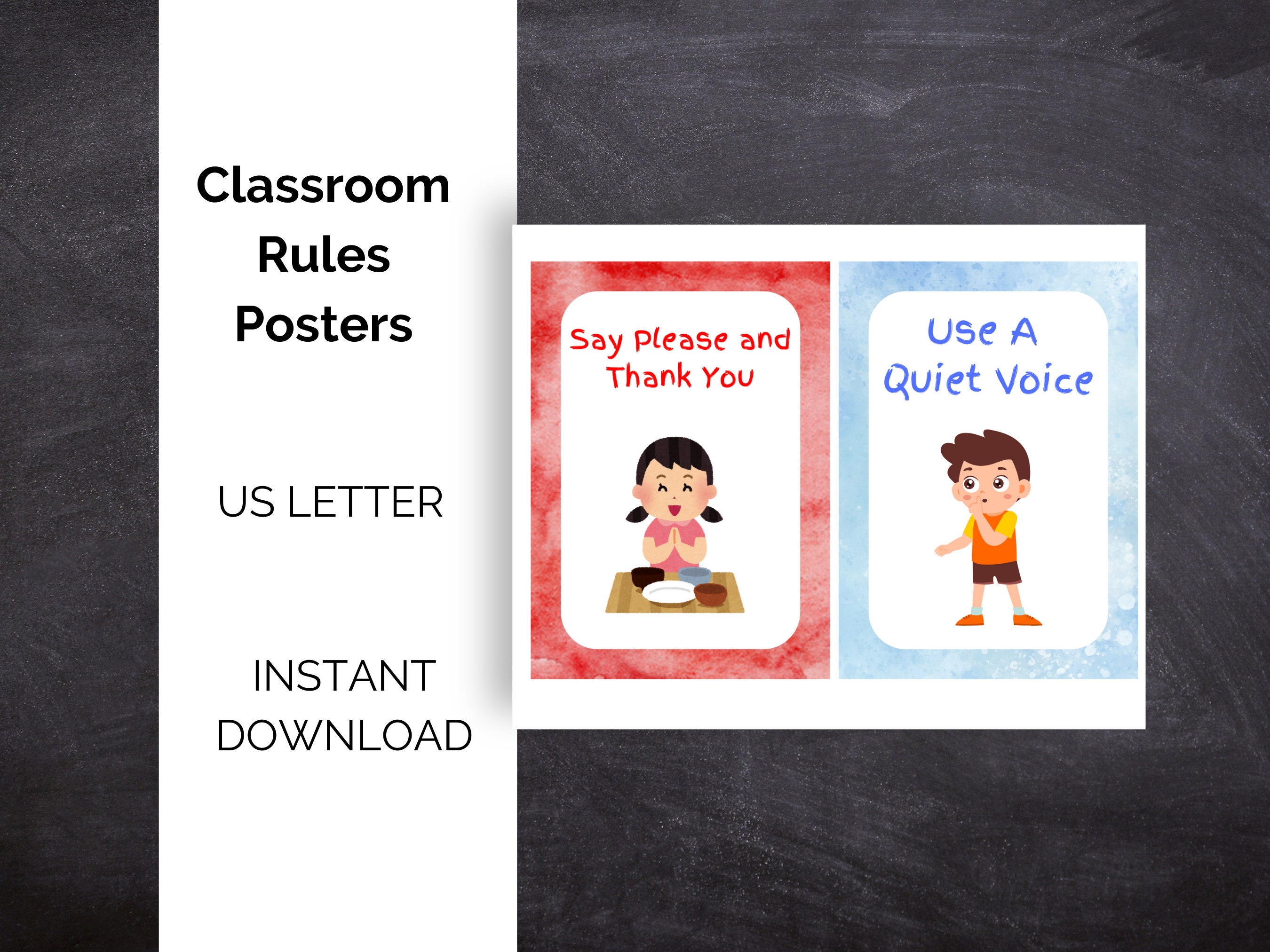 10 Classroom Rules Posters, Preschool and Daycare Decor, Printable Wall ...