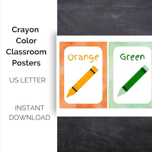 Crayon Color Posters Set for Preschool Classroom, Educational Wall Art ...