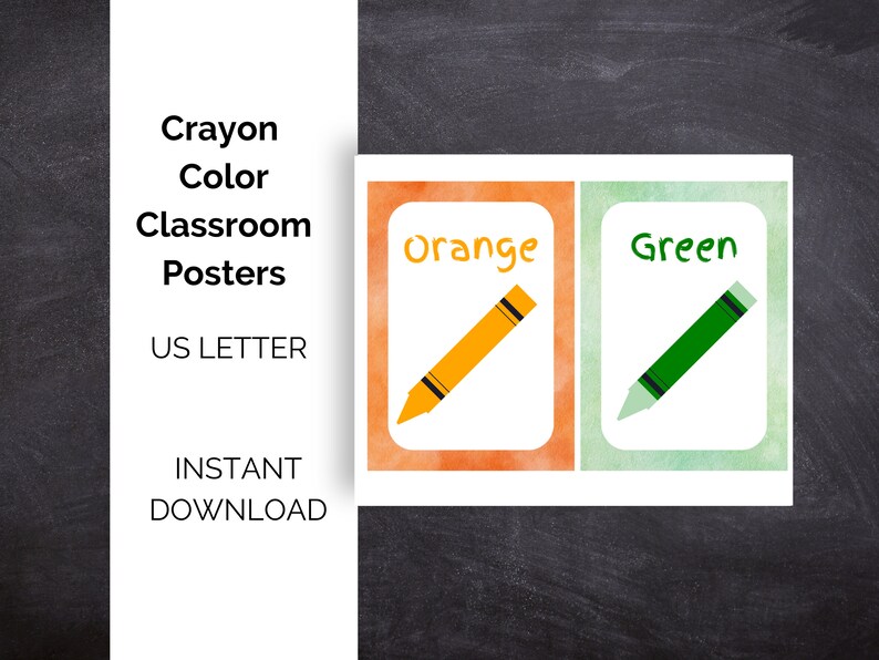 Crayon Color Posters Set for Preschool Classroom, Educational Wall Art ...