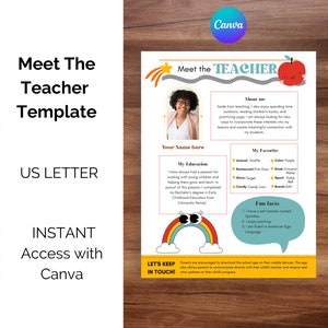 Meet the Teacher Canva Template, Retro Theme Teacher Introduction Flyer ...