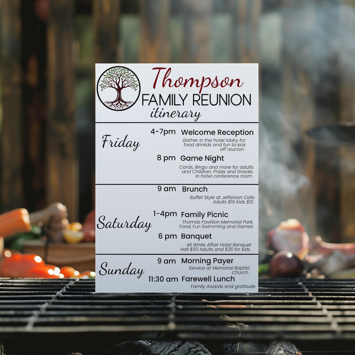 Family Reunion Itinerary Template, Customizable Digital Download, Event ...