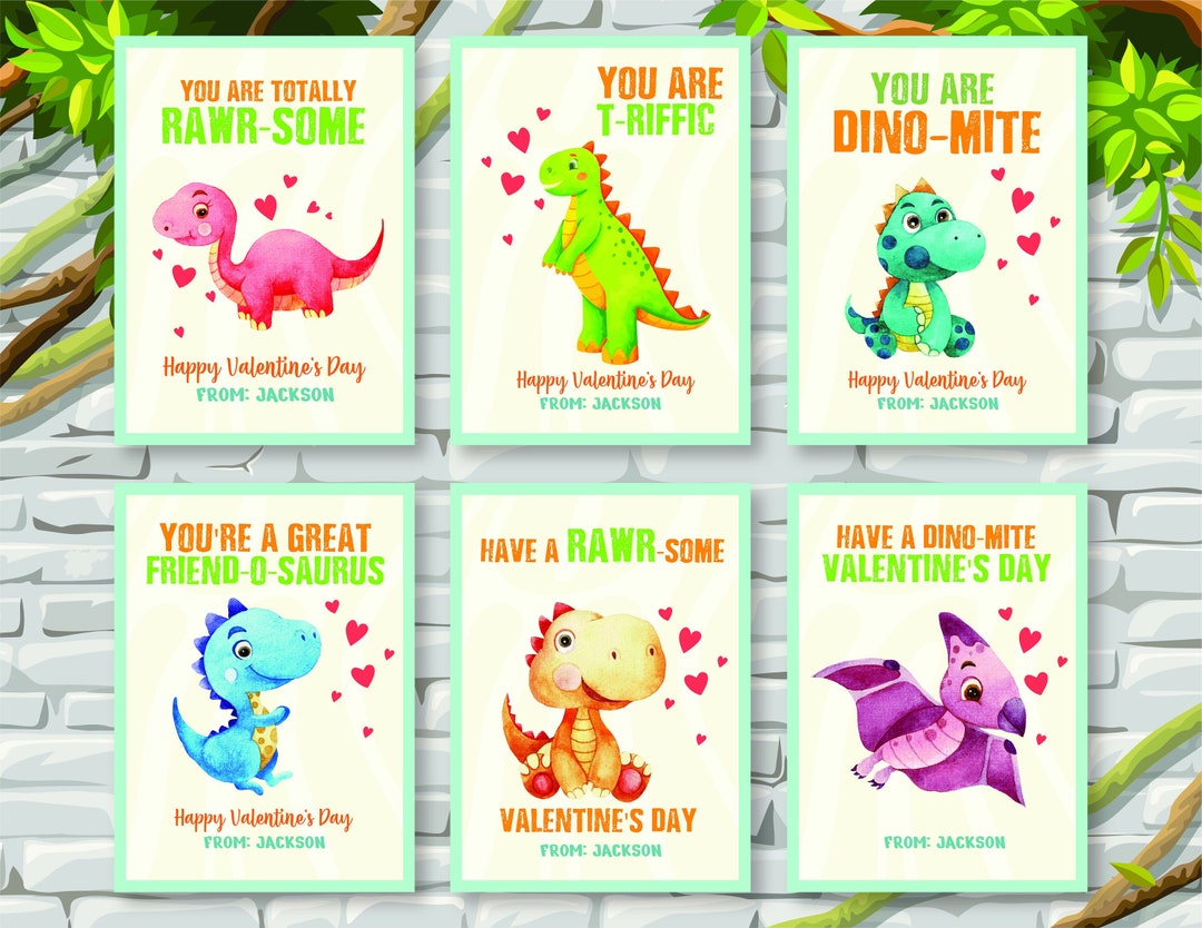 Dinosaur Valentines Printable for Boys or Girls Class Valentine Card ...