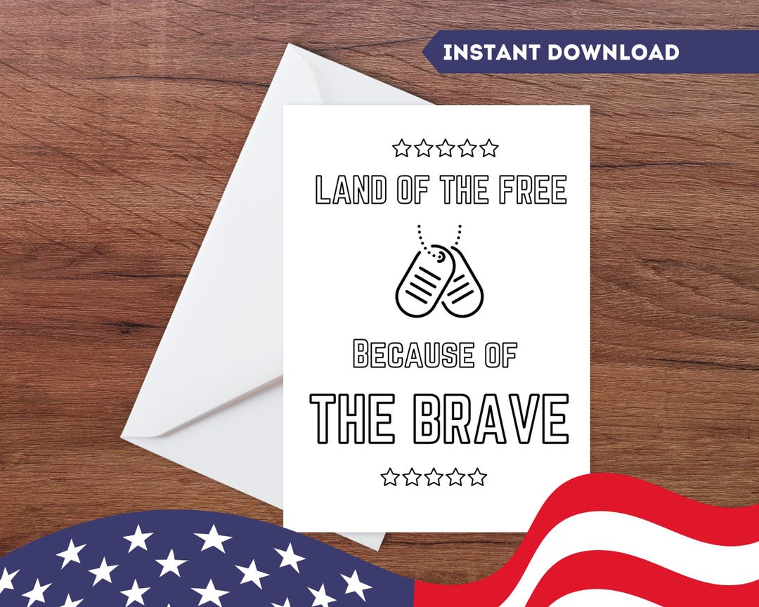Veteran's Day Craft, Coloring Thank You Card, Deployment Activity Land ...