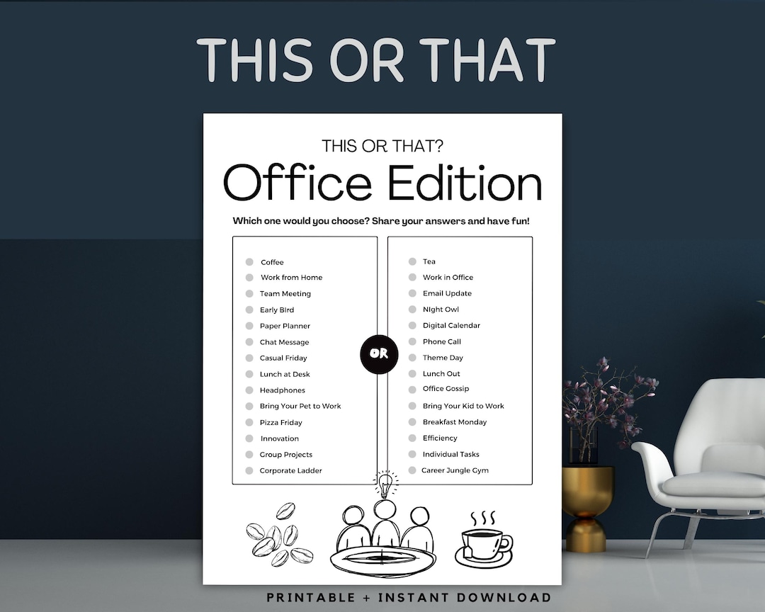 Team Building Game Office Edition This or That Staff Meeting ...