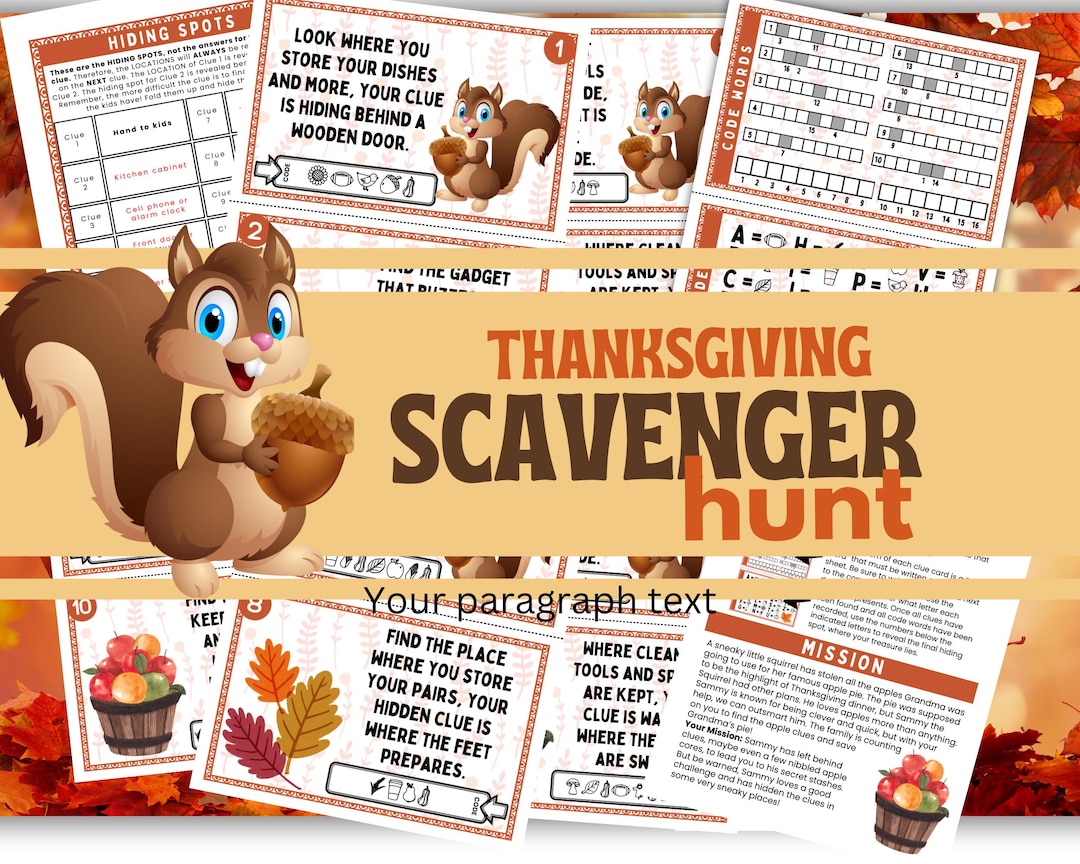 Thanksgiving Scavenger Hunt Printable Family Fun Game for Kids and ...