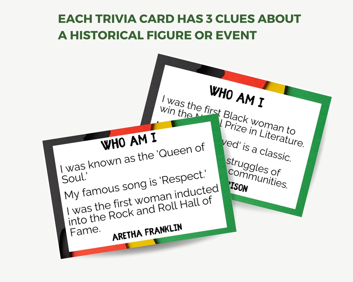 Black History Trivia Printable, US Letter Size Trivia Game, Educational ...