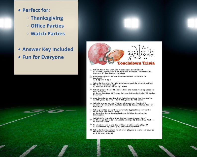 Football Trivia Game, Office Party Game, Family Game Night,office ...