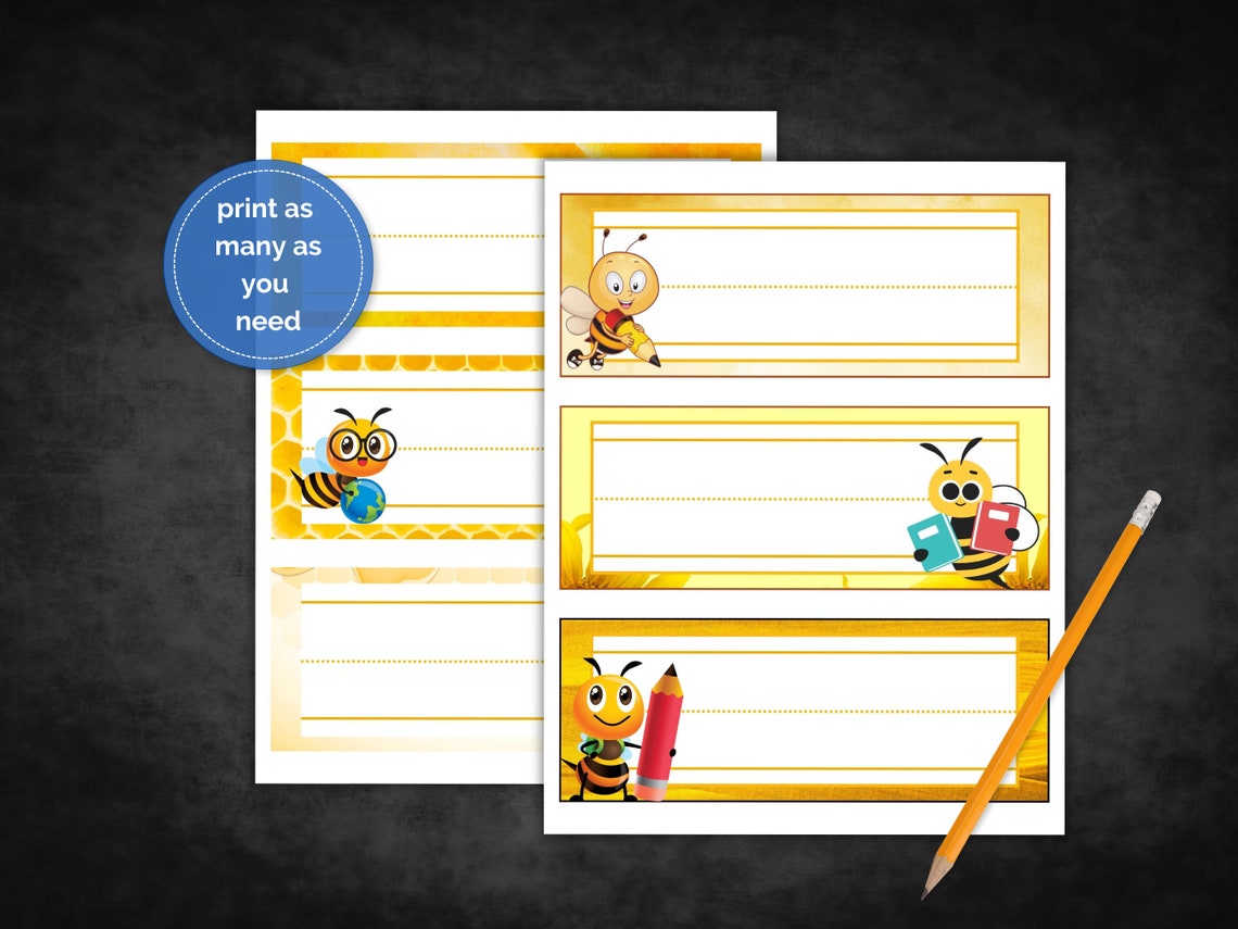 Bee Theme Name Tag Designs, Bee Classroom Decor, Desk Name Tags ...