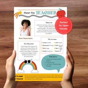 Meet the Teacher Canva Template, Retro Theme Teacher Introduction Flyer ...