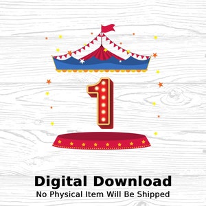 Carnival Number 1 Backdrop, Kids Birthday Party Decoration, Digital ...