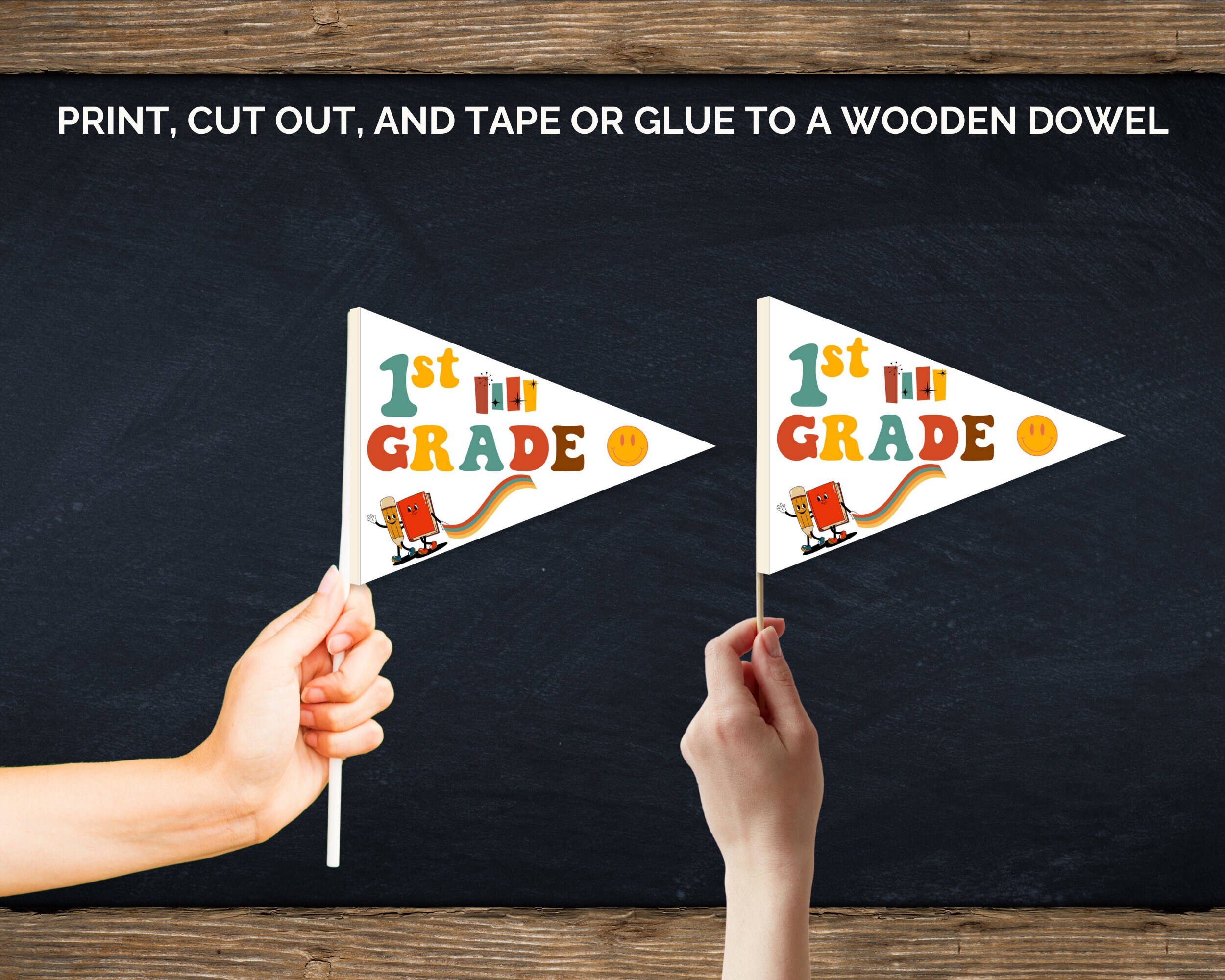 Back to School Printable Pennant Flags, 1st Grade Pennant Flag, Instant ...