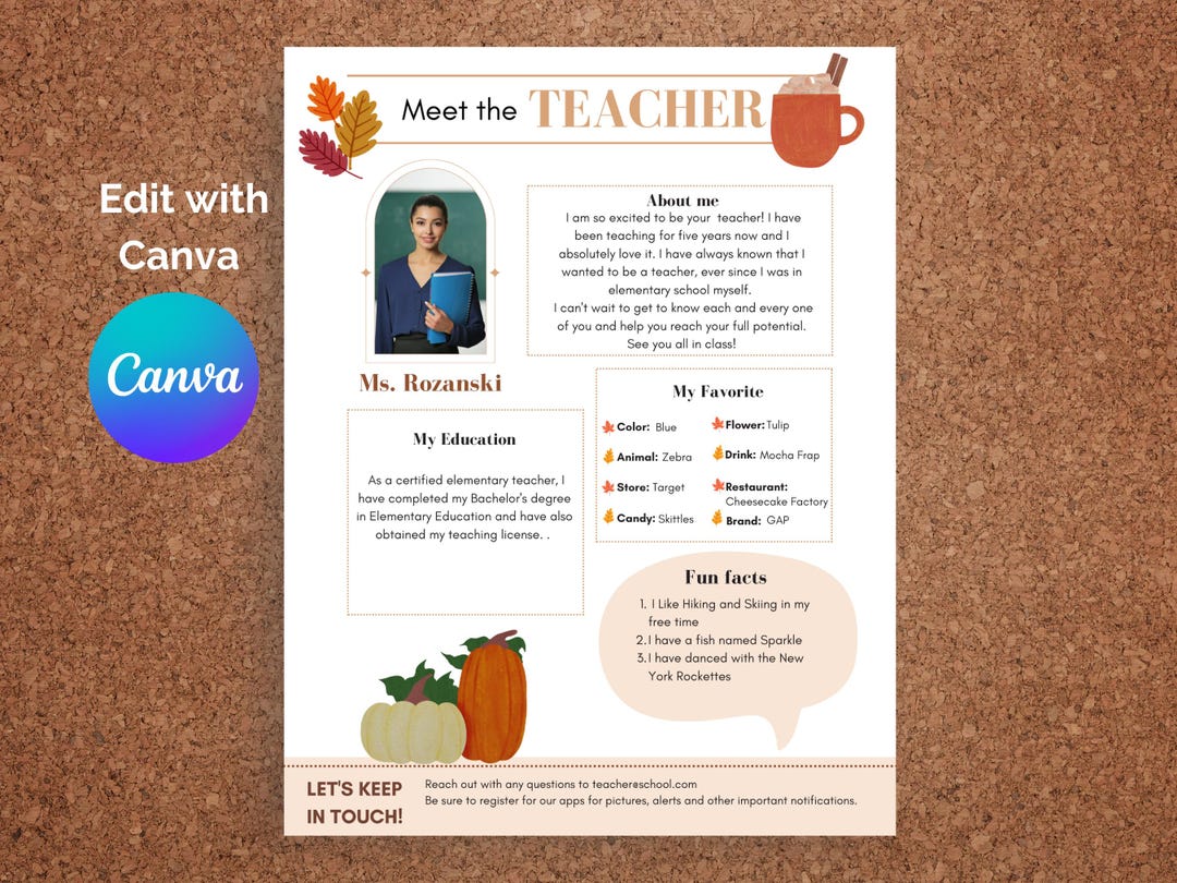 All About My Teacher Template Canva Link, Staff Teacher Bio, Back to ...
