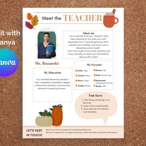 All About My Teacher Template Canva Link, Staff Teacher Bio, Back to ...