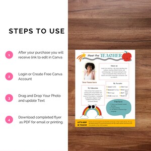 Meet the Teacher Canva Template, Retro Theme Teacher Introduction Flyer ...